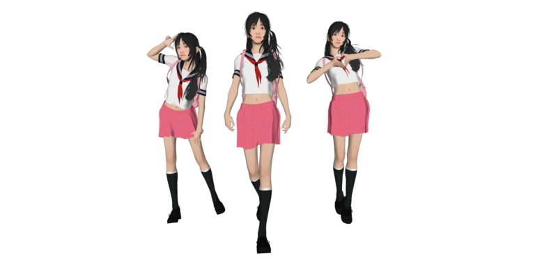 亚洲可爱初高中生su模型3个姿态-LUMIGO